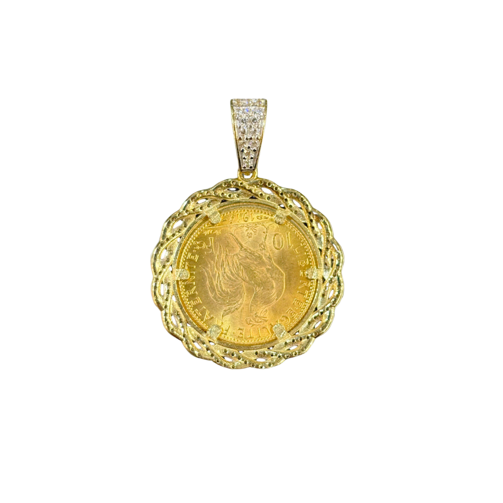 Pendentif Pièce - Or Jaune 750 & Pièce Or 20 Francs Marianne Coq – Fremont